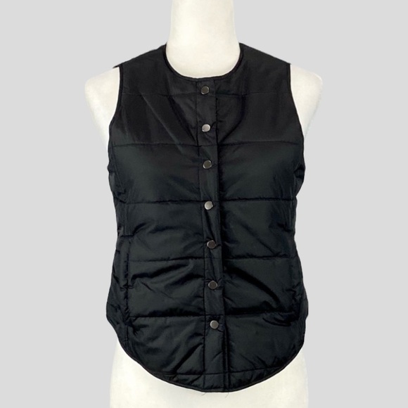 Eileen Fisher | Jackets & Coats | Eileen Fisher Petite Black Quilted Snap Front Puffer Vest Pp ...